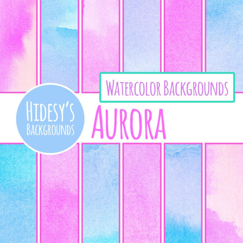 Pink Watercolor Washes With Blue Watercolor Washes Digital Papers ...