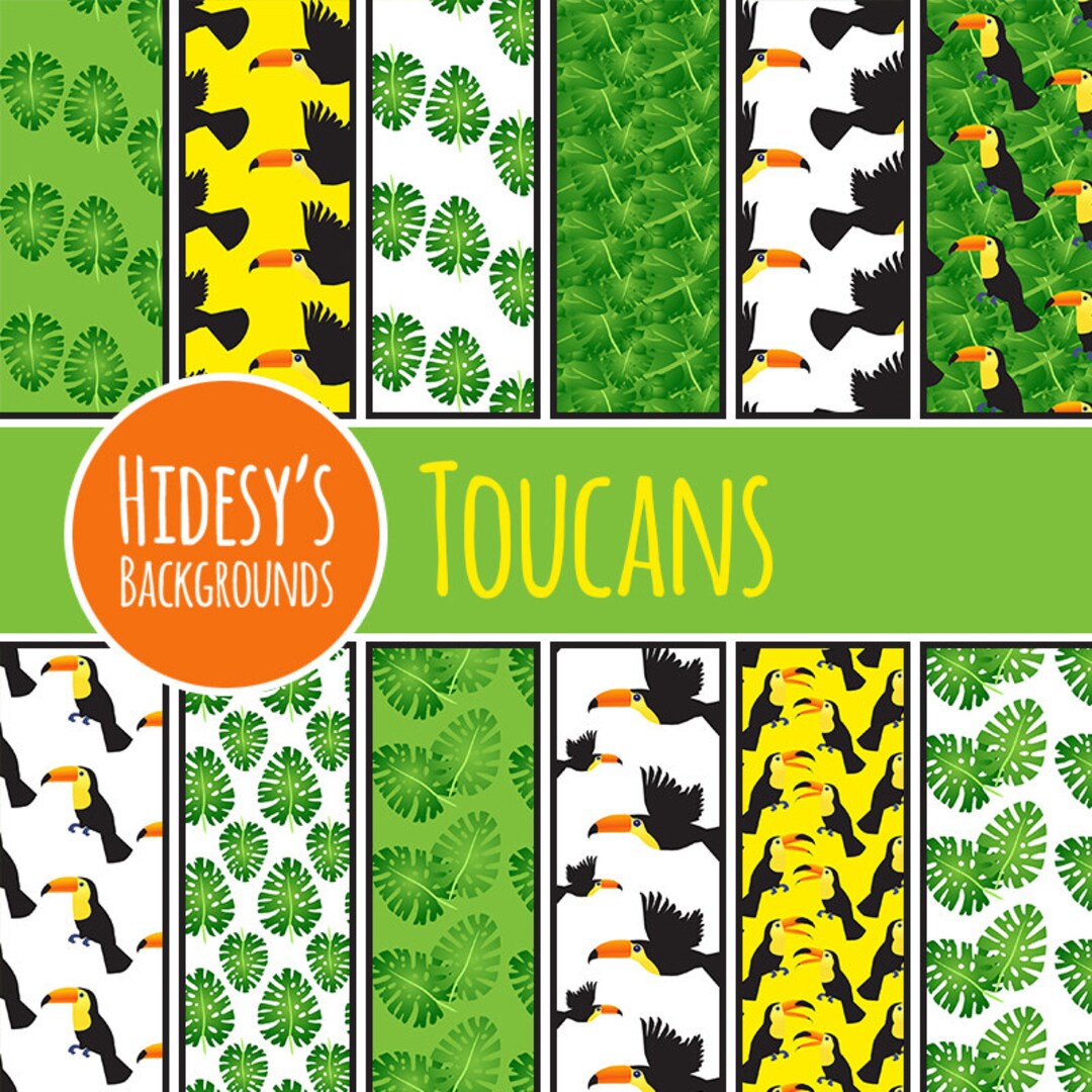 Toucan Digital Paper // Toucan Jungle Birds Digital Paper // - Etsy