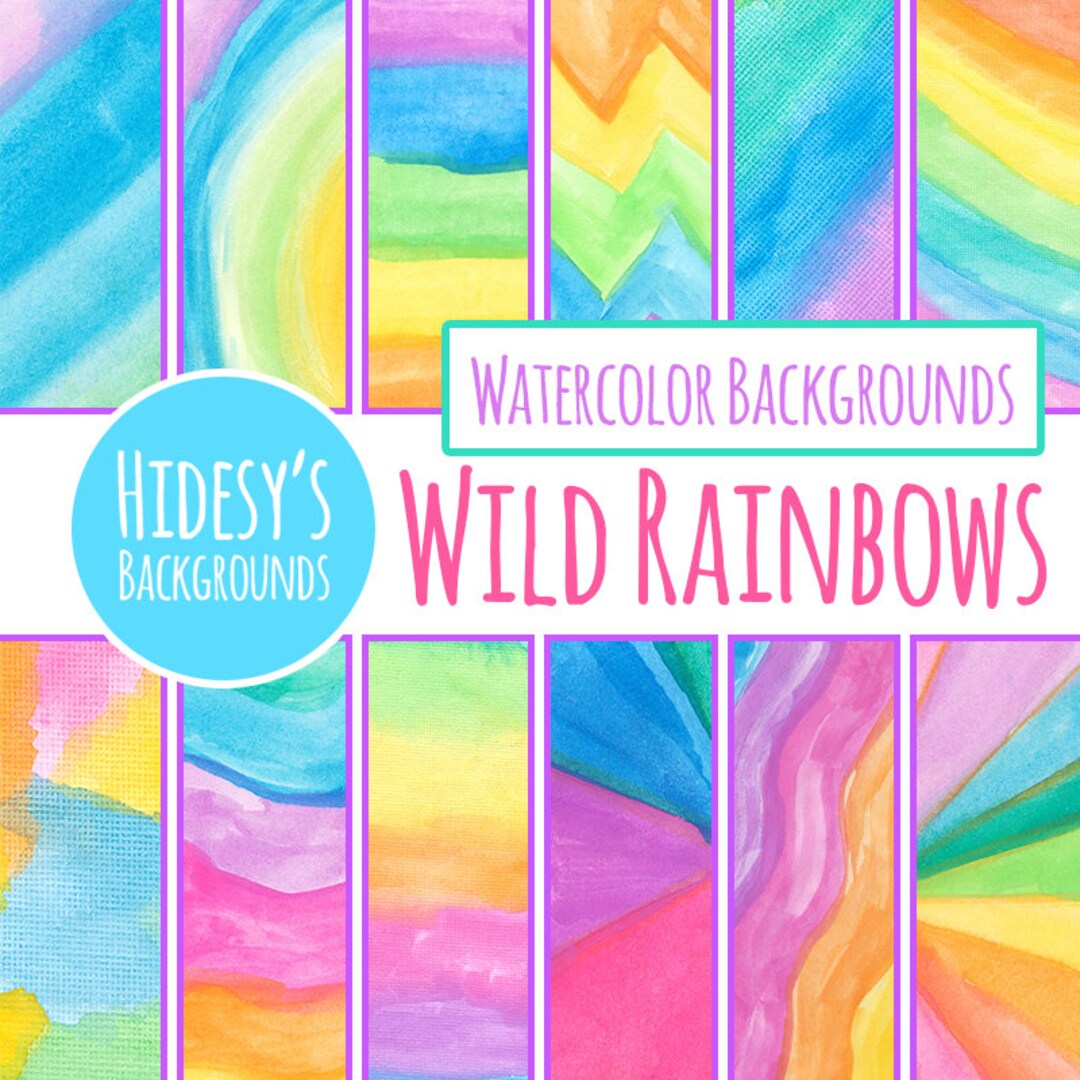 Rainbow Watercolor Digital Paper wild Rainbows - Etsy