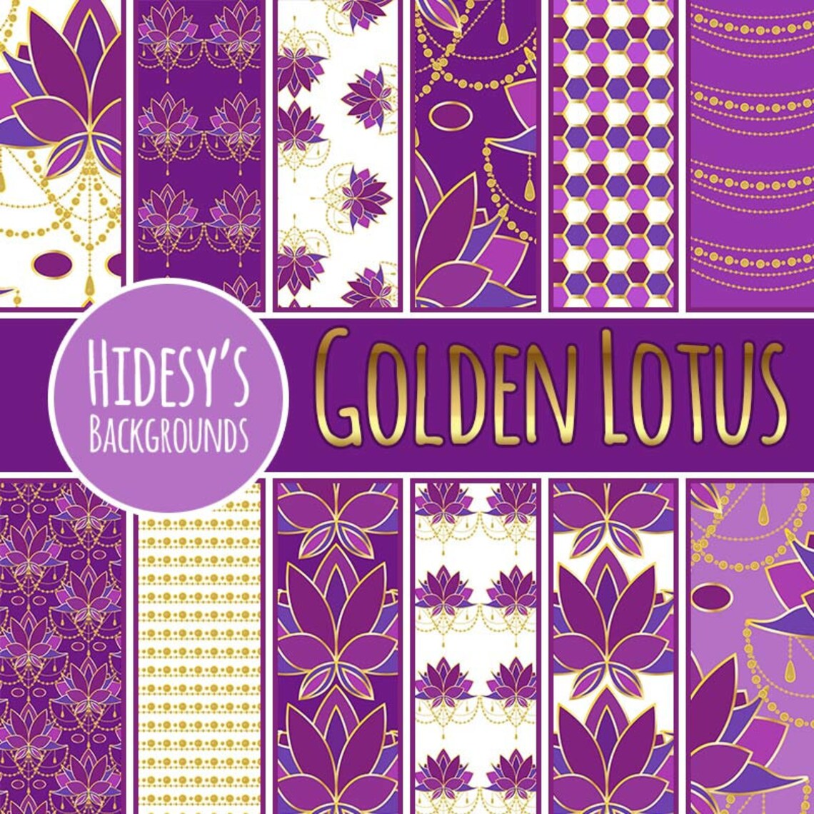 Lotus Floral Digital Paper / Background / Pattern "golden Lotus" - Etsy