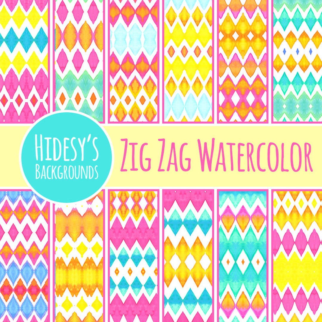 Watercolor Digital Paper Zig Zag Pattern / Commercial Use - Etsy