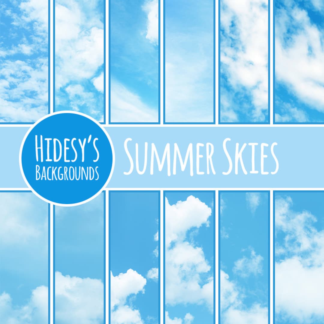 Cloudy Skies Digital Paper // Clouds Scrapbooking Paper // Blue Sky ...