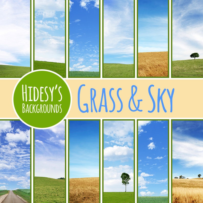 Grass and Sky Digital Paper // Landscapes Digital Scrapbooking Paper ...