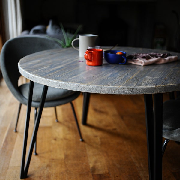 Reclaimed Wood Round Dining Table - Etsy