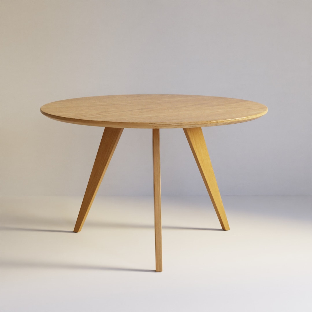 Handmade Solid Oak Round Dining Table: Swiss Edge, 3-leg Base - Etsy