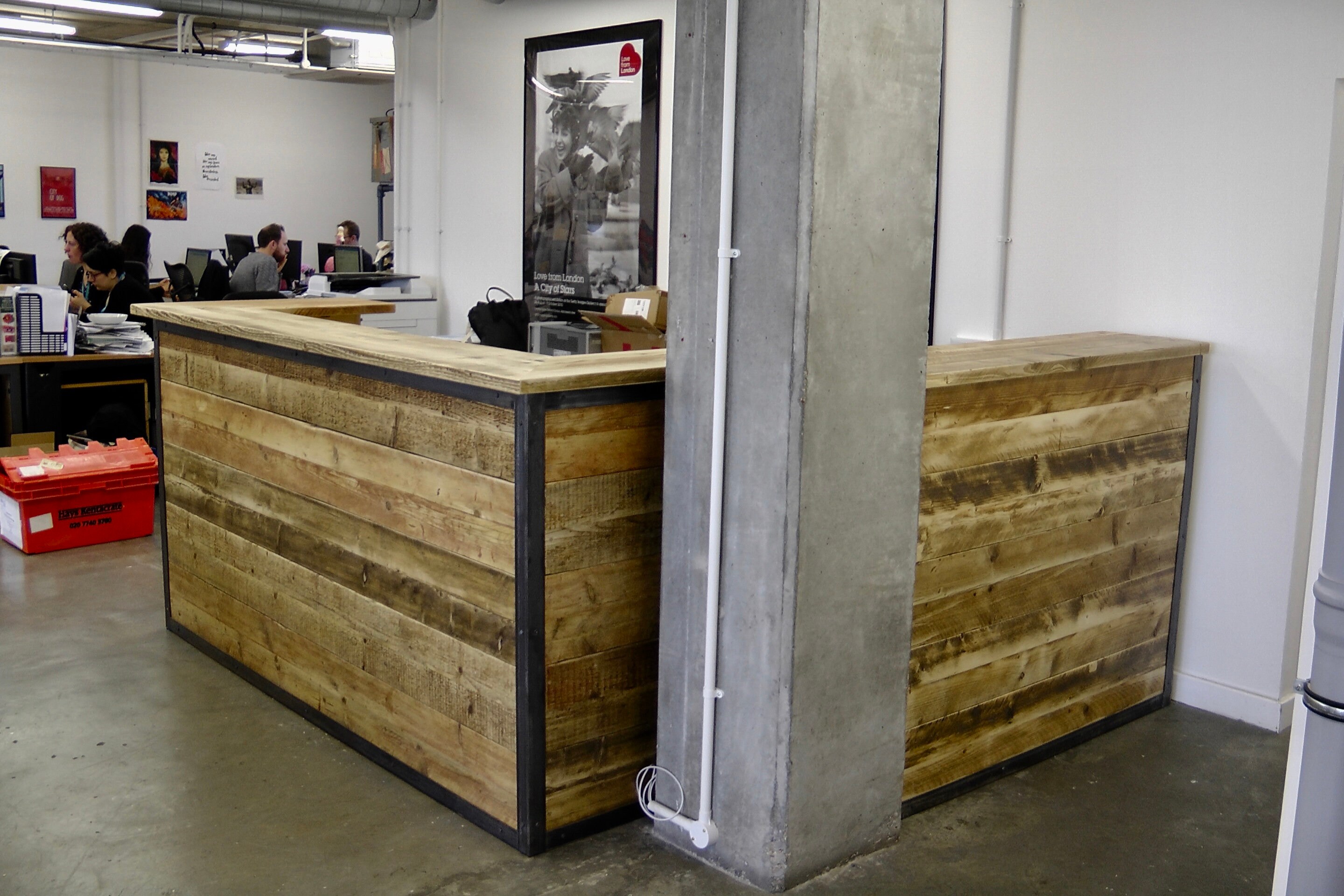Reception Desk Industrial Reclaimed 7MAGOK Rustic Front - Etsy