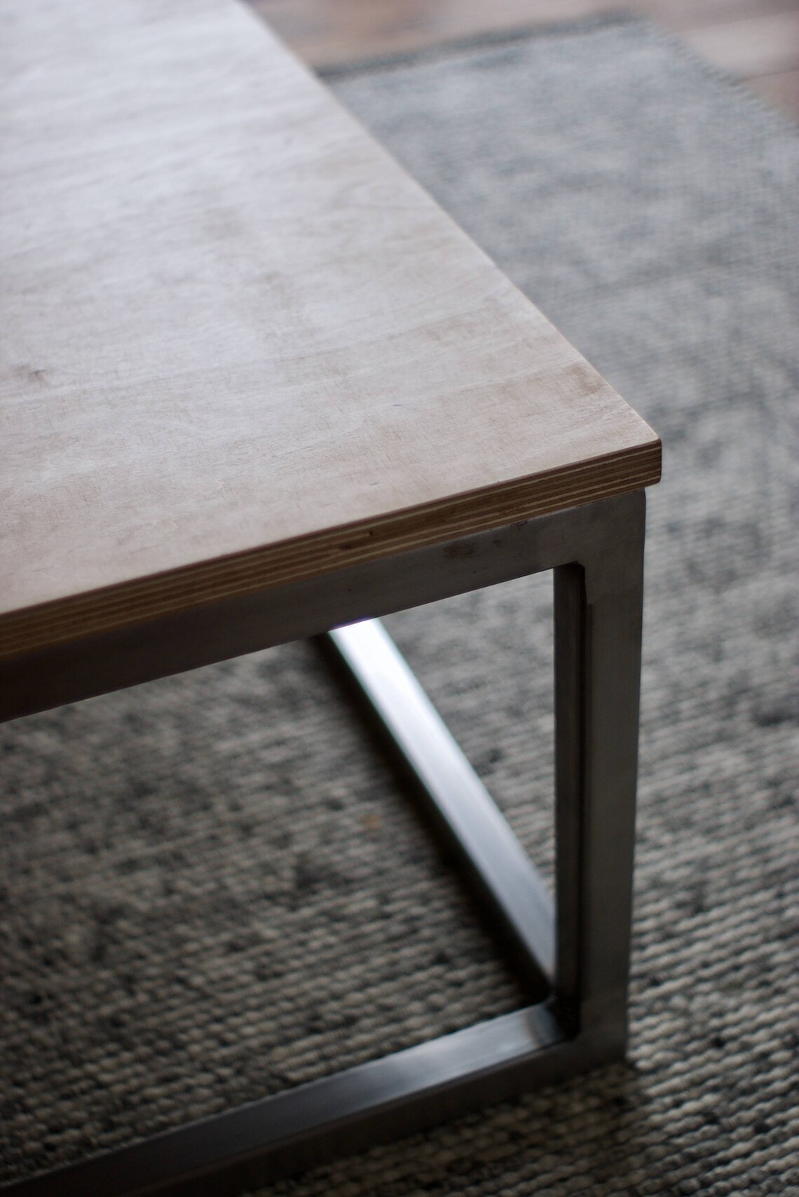 Coffee Table Industrial Custom Made Steel Legs Birch Plywood | Etsy