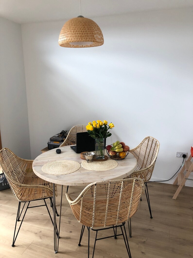 Round Extendable Table Authentic Reclaimed Wood on Sturdy - Etsy