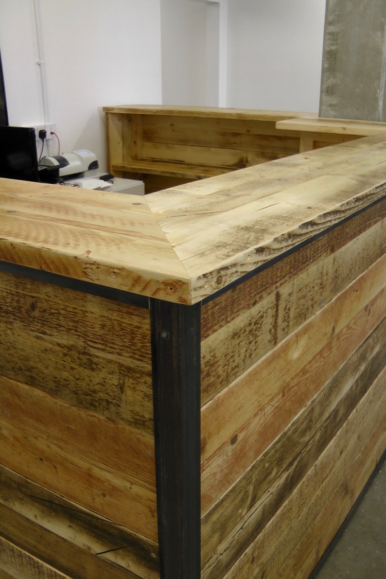 Reception desk Industrial Reclaimed 7MAGOK Rustic Front | Etsy