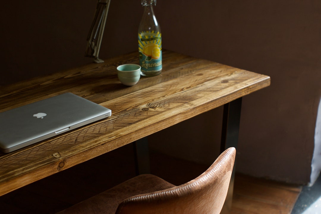 Desk, Solid Wood on Black Steel Legs. Handcrafted, Minimal and Modern ...