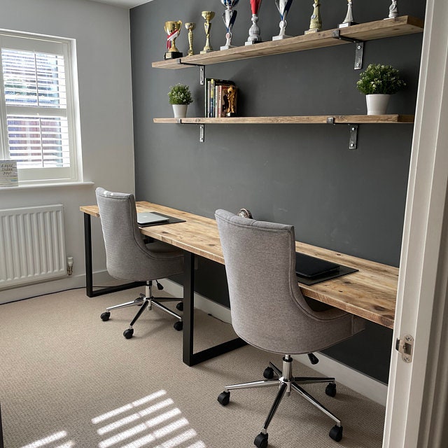Long Large Desk Workstation. Modern Industrial Table on Metal Legs. Perfect for WFH and Office Etsy UK