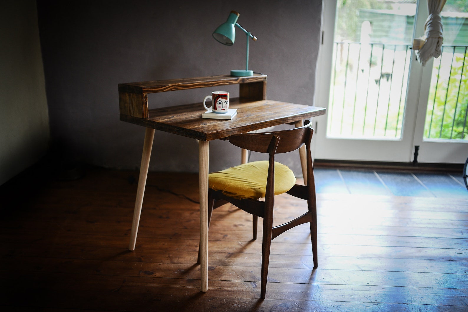 Computer Desk with Monitor Stand / Reclaimed wood on Danish | Etsy