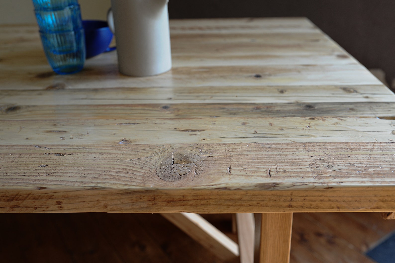 Extendable Dining Table Reclaimed Wood on Solid Oak Legs - Etsy UK