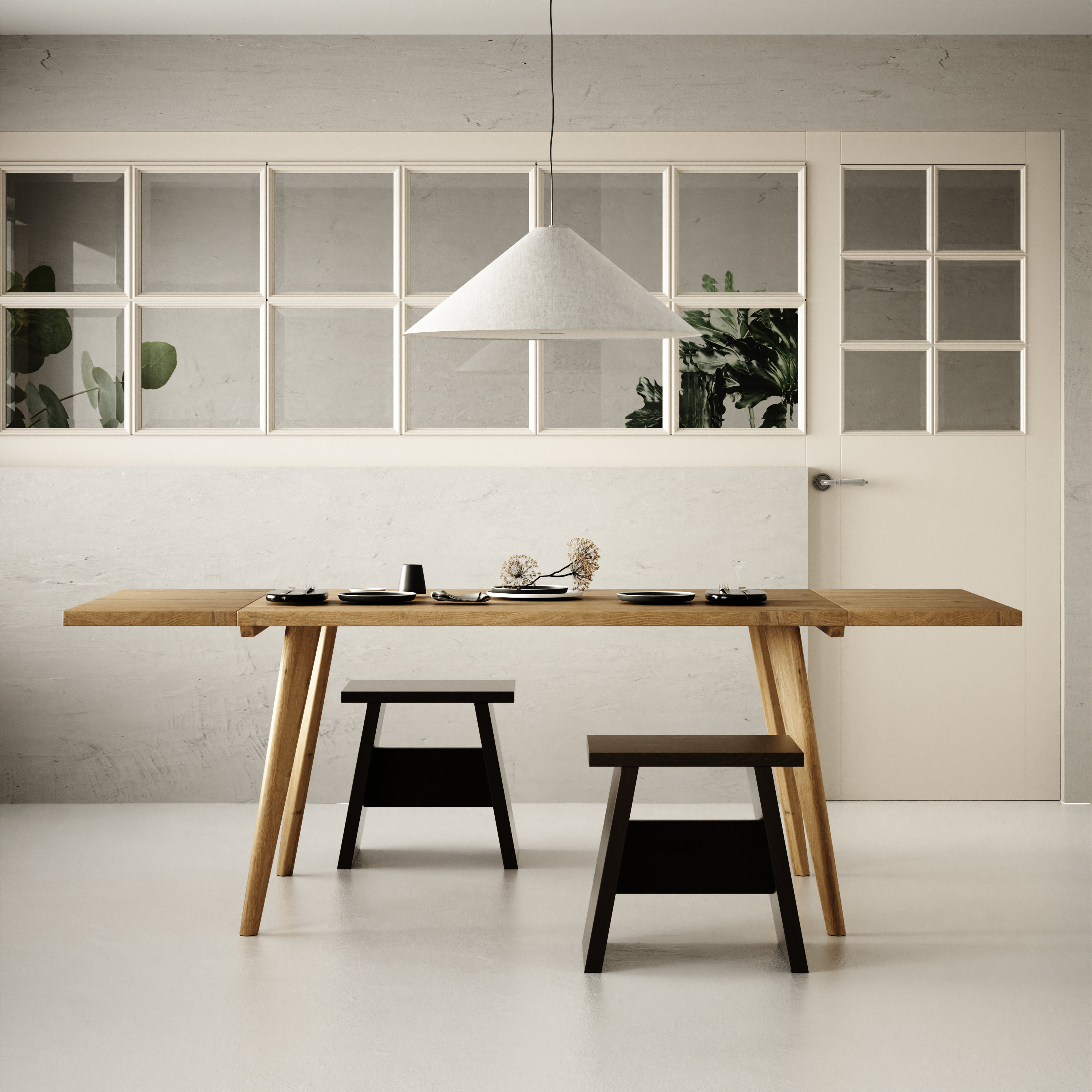 Jaclin extendable trestle dining table store