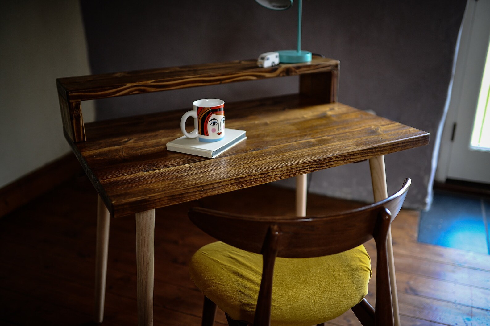 Computer Desk with Monitor Stand / Reclaimed wood on Danish | Etsy