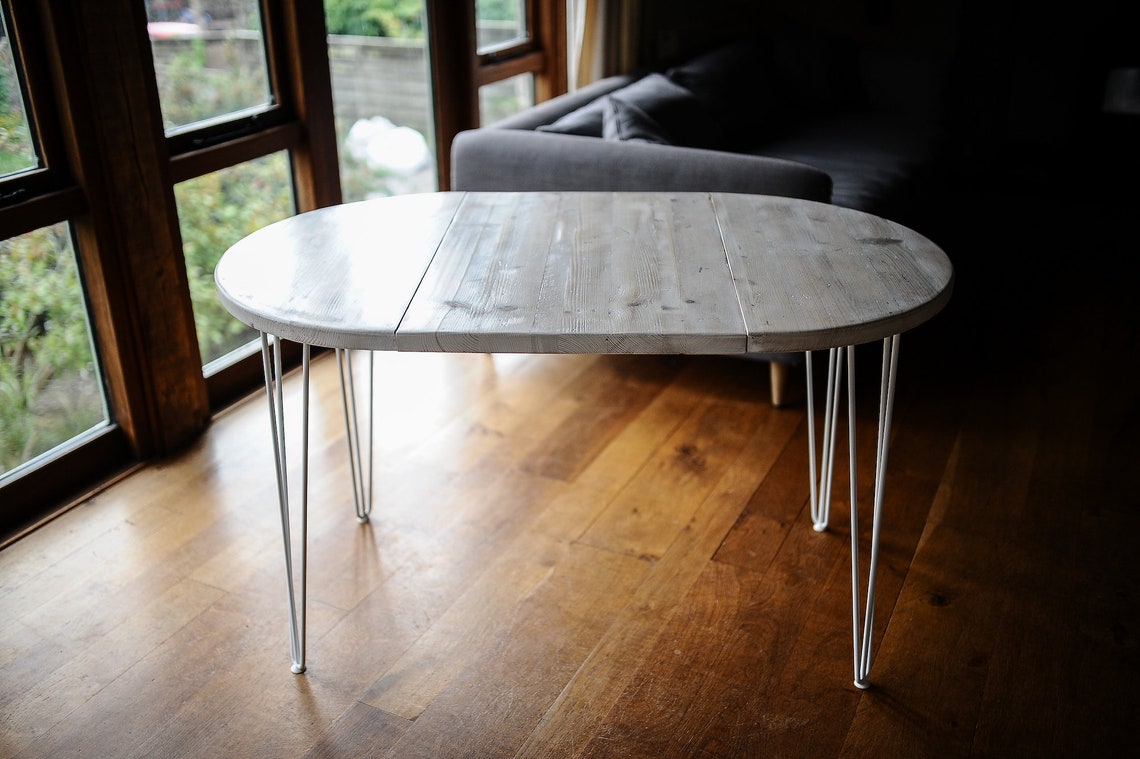 Round Extendable Table Authentic Reclaimed Wood on Sturdy - Etsy