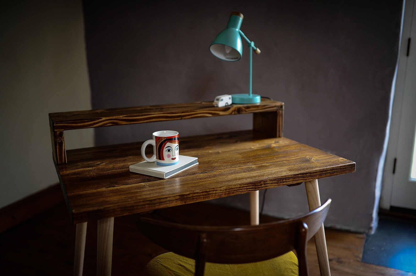 Computer Desk with Monitor Stand / Reclaimed wood on Danish | Etsy