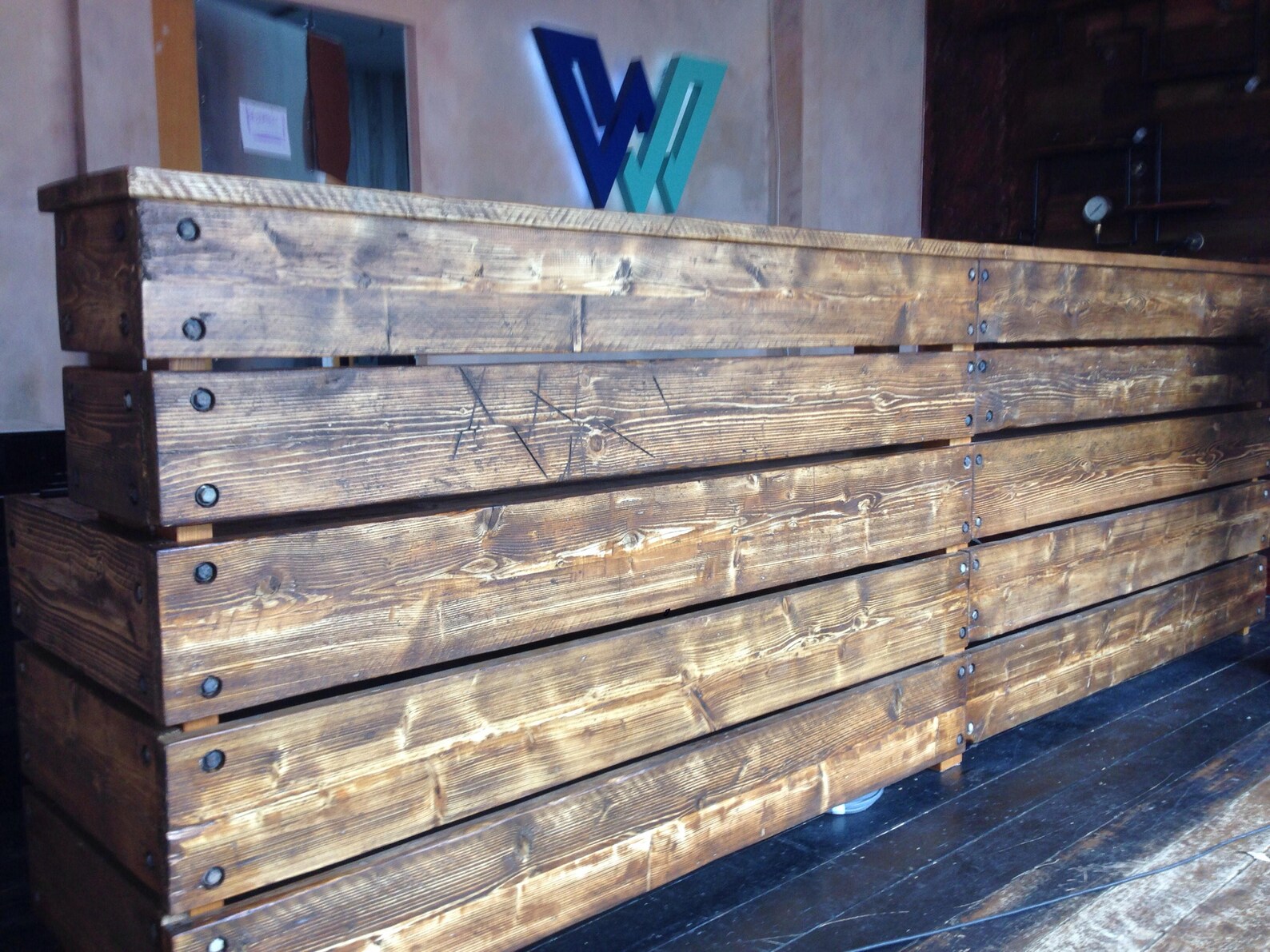 Reception Desk, Reclaimed Wood Industrial Rustic, Office Front Counter ...