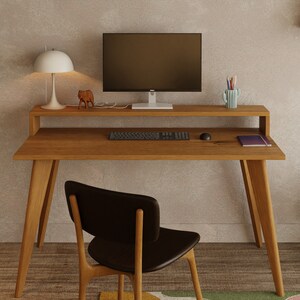 Oak Desk With Monitor Stand, Sustainable, Customisable, Choice of Sizes ...