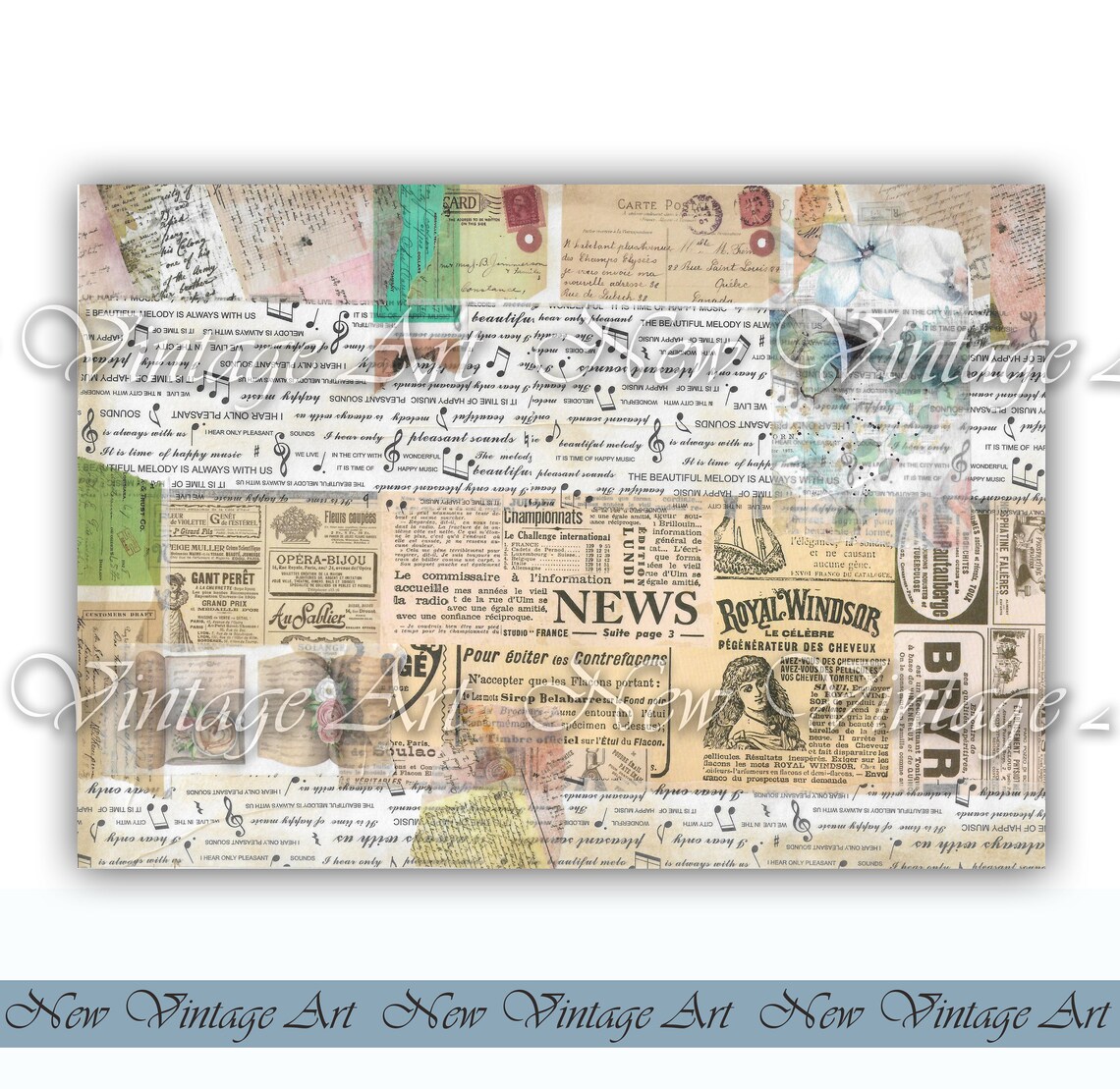 Vintage Decorative Collage Paper Digital Kit - Etsy