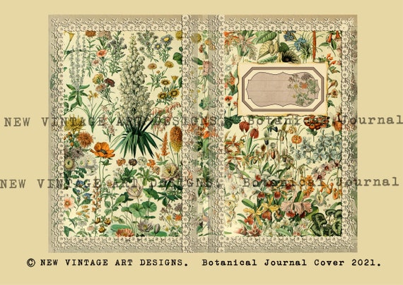 Botanical Vintage Journal Cover Digital for download | Etsy