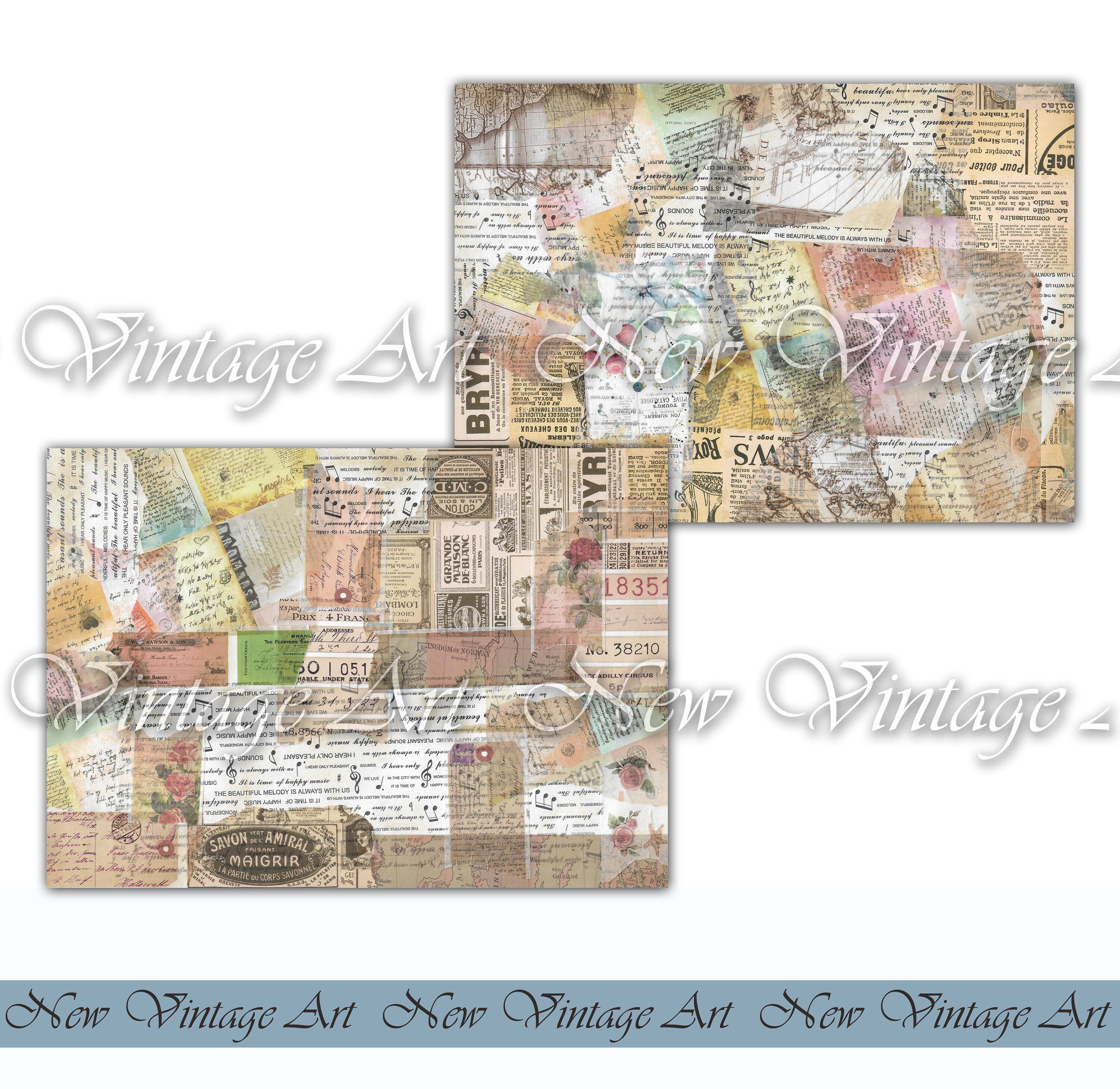 Vintage Decorative Collage Paper Digital Kit - Etsy
