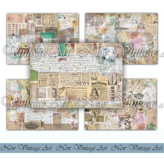 Vintage Decorative Collage Paper Digital Kit - Etsy
