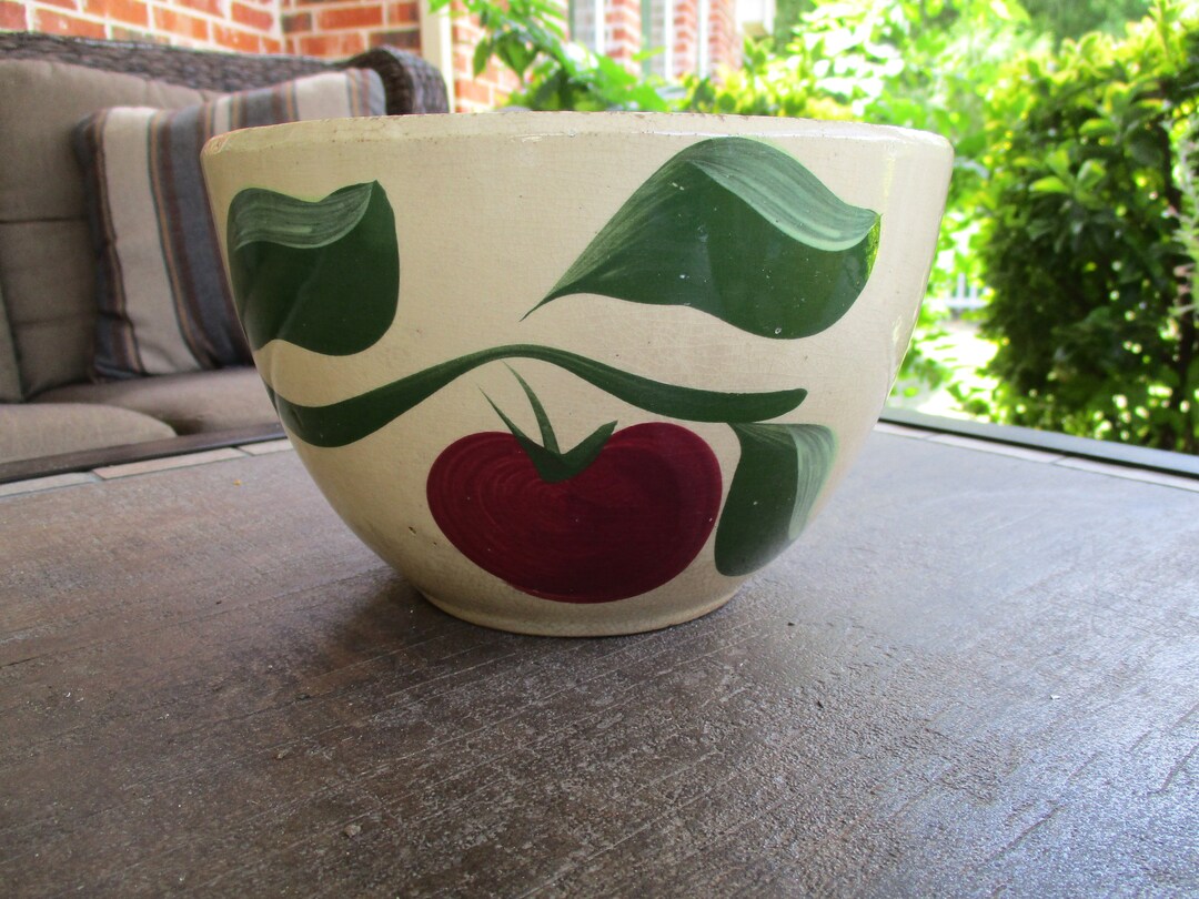 Vintage Antique Watt Pottery Apple Mixing Bowl 64 Western Boho - Etsy