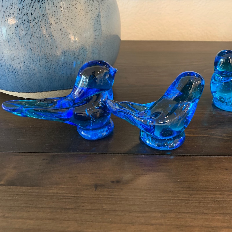 Blue Glass Bird - Etsy
