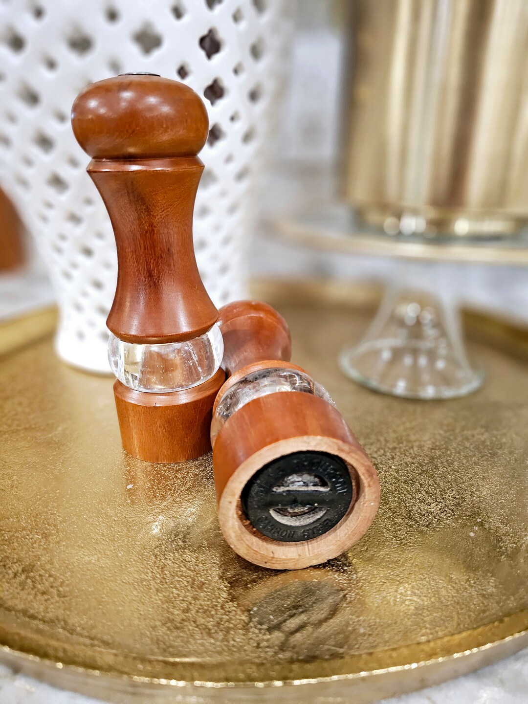 Vintage Olde Thompson Salt Shaker and Pepper Grinder Wooden Carbon ...