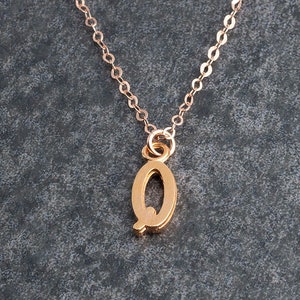 Rose Gold Q Letter Necklace, Charm Initial "q", Letter Necklace ...