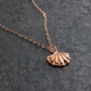 Shell Charm Rose Gold Necklace Rose Gold Charm Everyday - Etsy