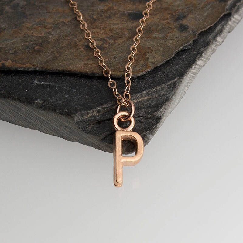 Initial Rose Gold Layer Neklace Alphabet Charm Initial | Etsy