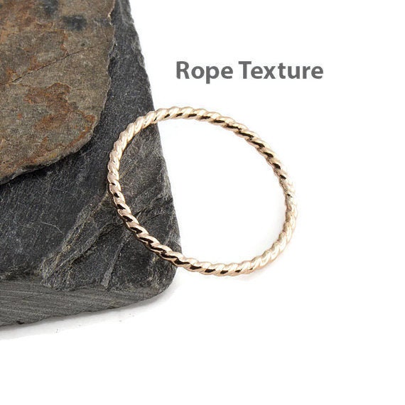 Rope Textured Tiny Gold Ring Hammered Ring Gold Ring Band - Etsy