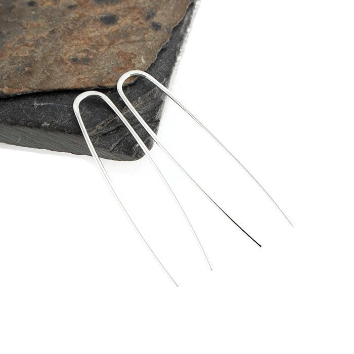 Long Silver Line Arc Minimalist Arc Line Earrings Horseshoe - Etsy