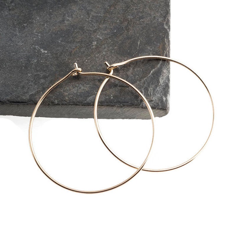 Yellow Gold Hoops Basic Hoop Earrings Basic Gold Hoops - Etsy