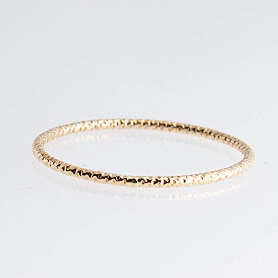 Diamond Cut Textured Tiny Gold Ring, Gold Ring, Band Ring, Staking Gold ...