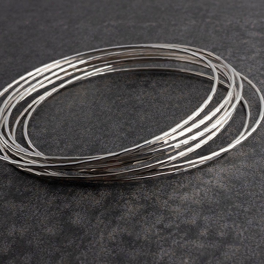 Silver Bangles Silver Bangle Set Handmade Bangles Hammered Bangles ...