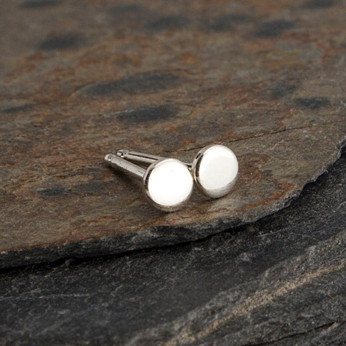 Flat Disc Studs Tiny Earrings Modern Jewelry Round Disc - Etsy