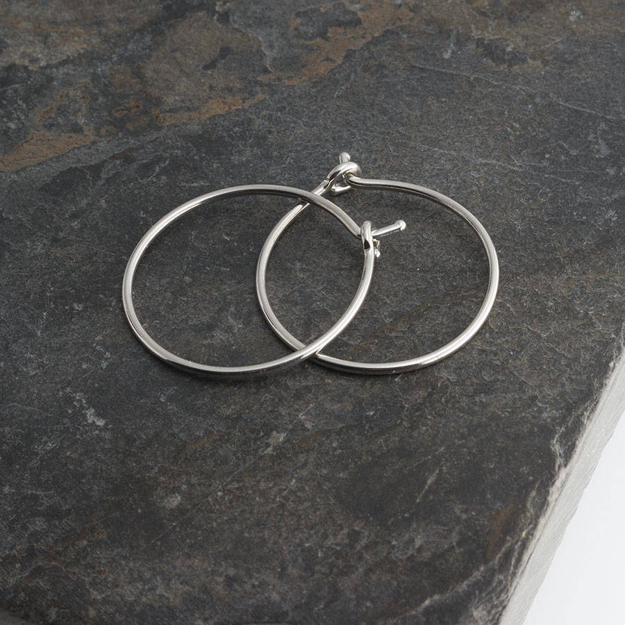 Sterling Silver Hoops Basic Hoop Earrings 22mm Basic Silver - Etsy