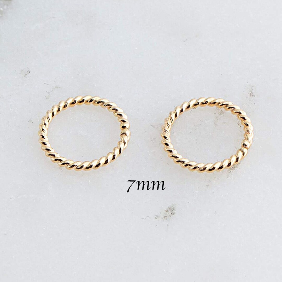 Small 7mm Gold Hoop Set of 2 Earrings Tiny 14K Gold Filled Twisted Wire ...