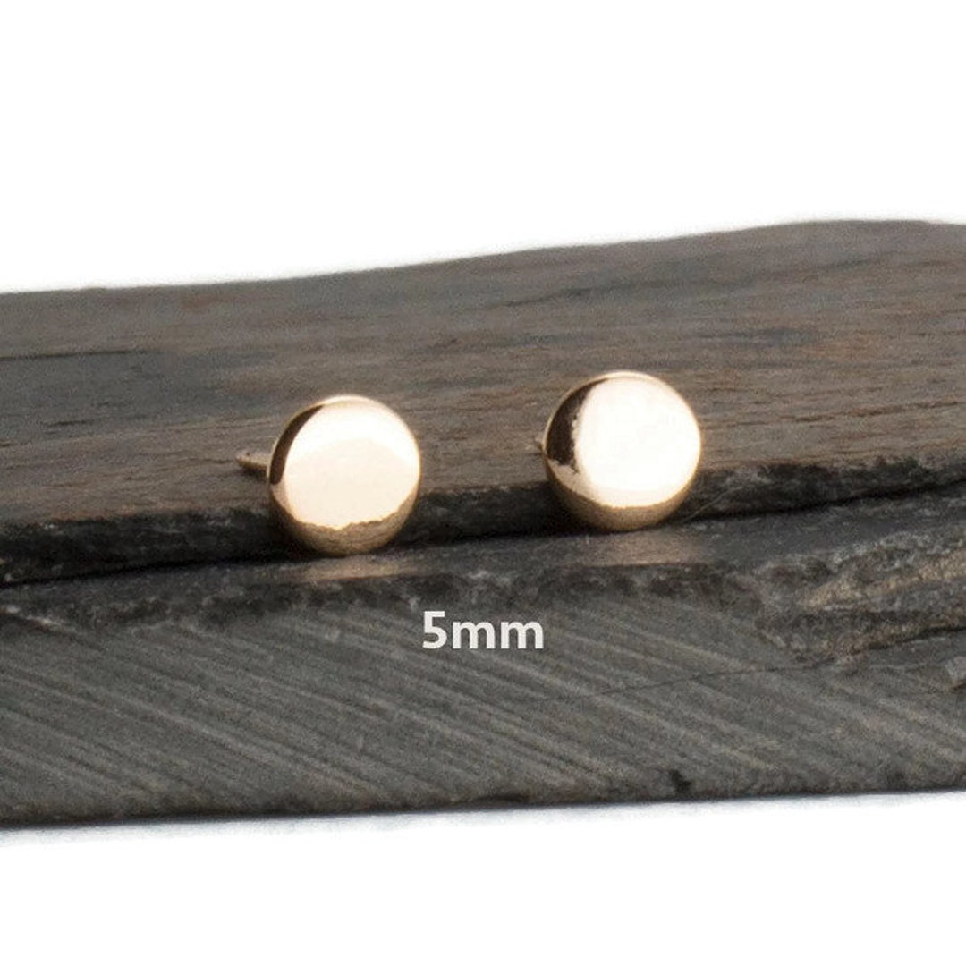 5mm Tiny Minimalist Earrings Flat Earrings, Disc Earrings, Dot Earrings ...
