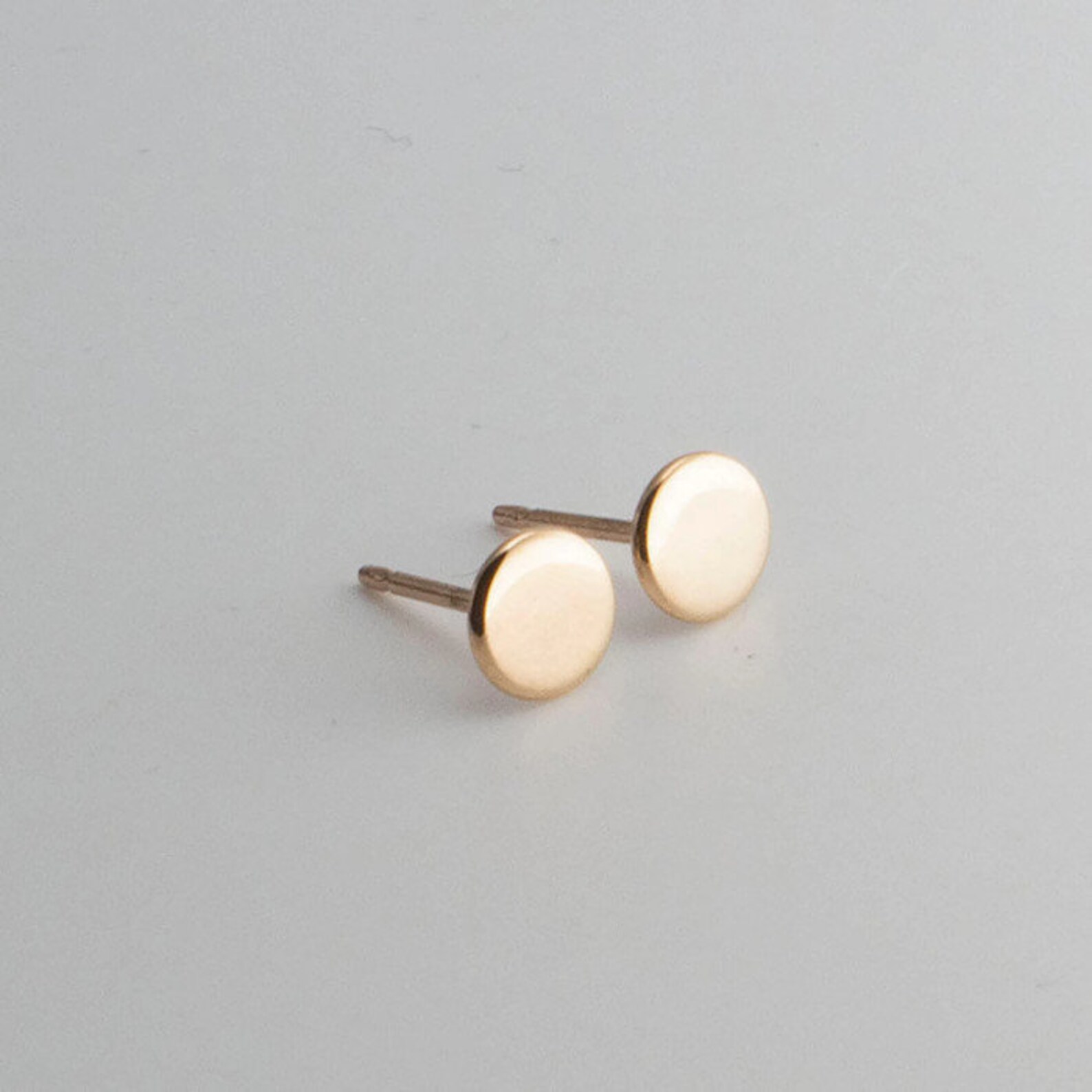 5mm Tiny Minimalist Earrings Flat Earrings Disc Earrings Dot | Etsy