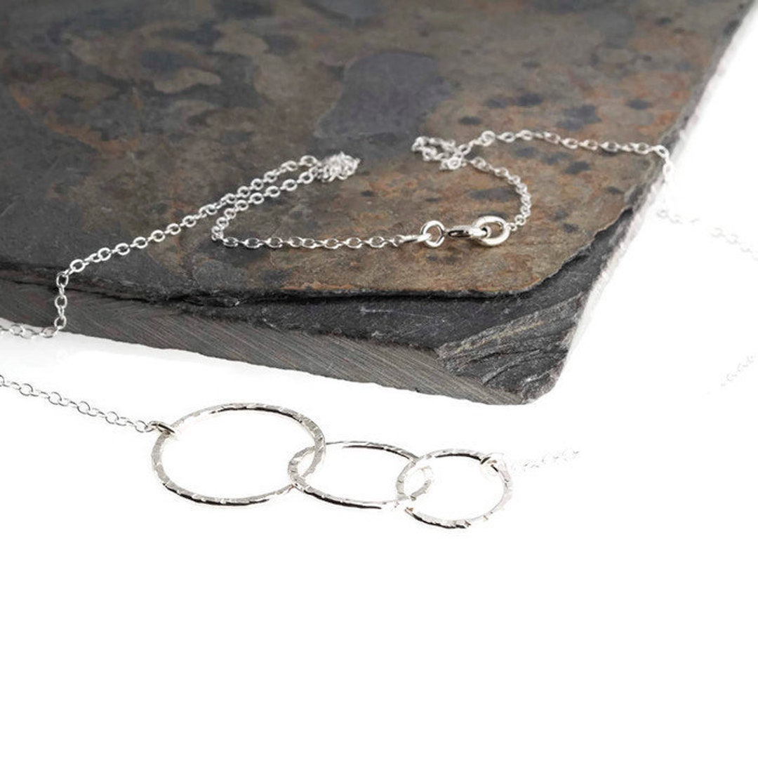 Three Rings Karma Sterling Silver Eternity Necklace, Handmade Jewelry ...