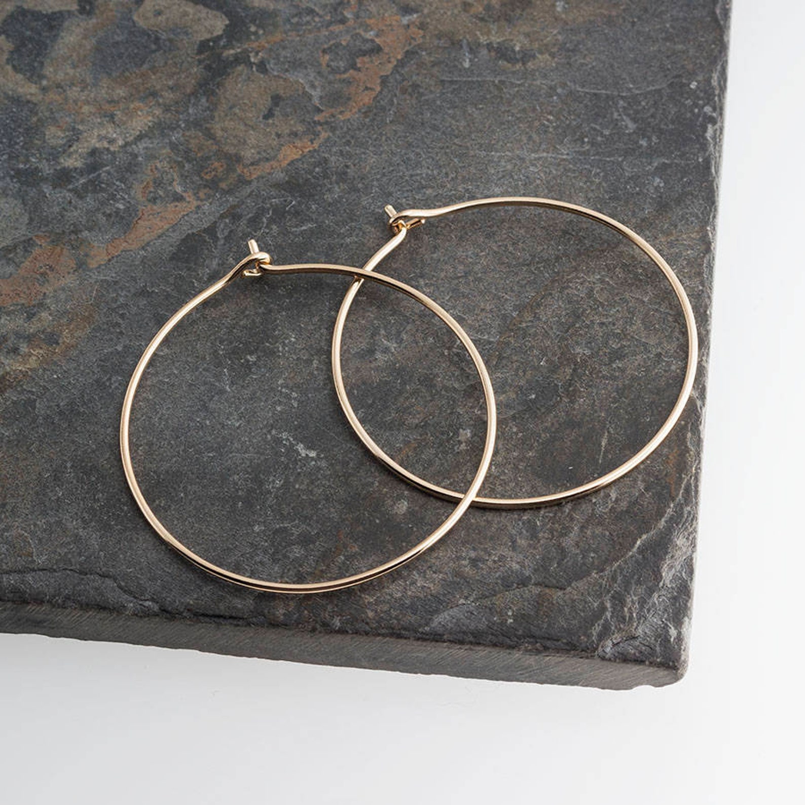 Yellow Gold Hoops Basic Hoop Earrings Basic Gold Hoops - Etsy