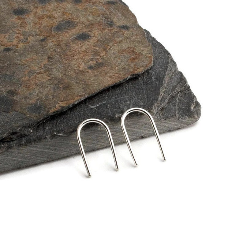 SET of 3 PAIRS Tiny Line Arcs Minimalist Arc Horseshoe | Etsy