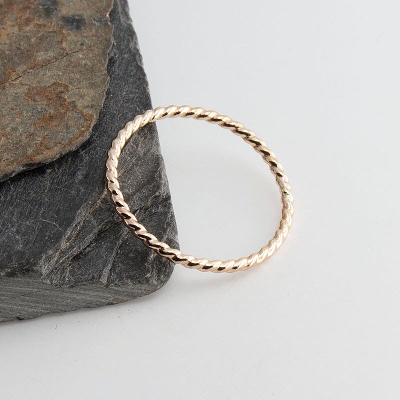 Rope Textured Tiny Gold Ring Hammered Ring Gold Ring Band | Etsy