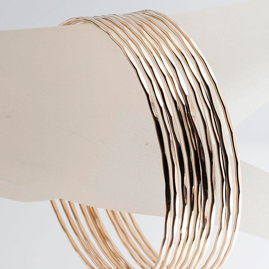 14K Gold Bangles Mixed Finish Bangles Handmade Bangles Dainty Jewelry ...