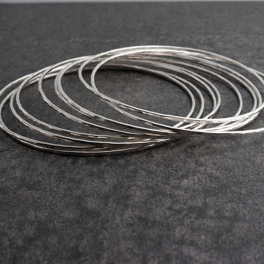 Silver Bangles Silver Bangle Set Handmade Bangles Hammered - Etsy