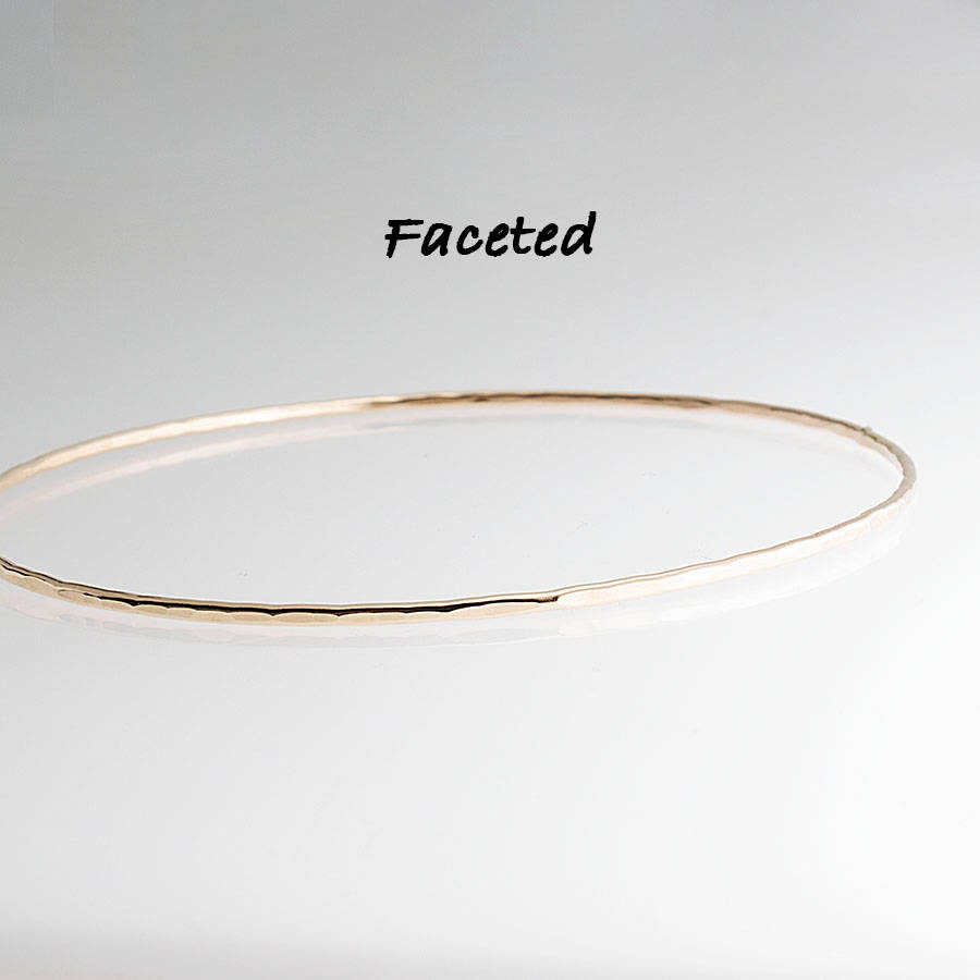 14K Gold Bangles Mixed Finish Bangles Handmade Bangles Dainty Jewelry ...